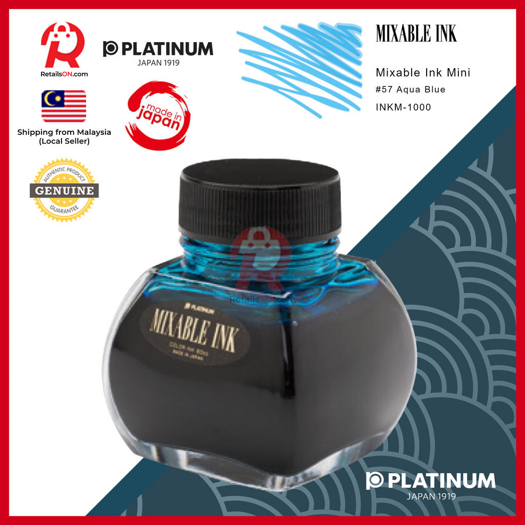 Platinum Ink Bottle Mixable 60ml - 51 Aqua Blue / Fountain Pen Ink ...
