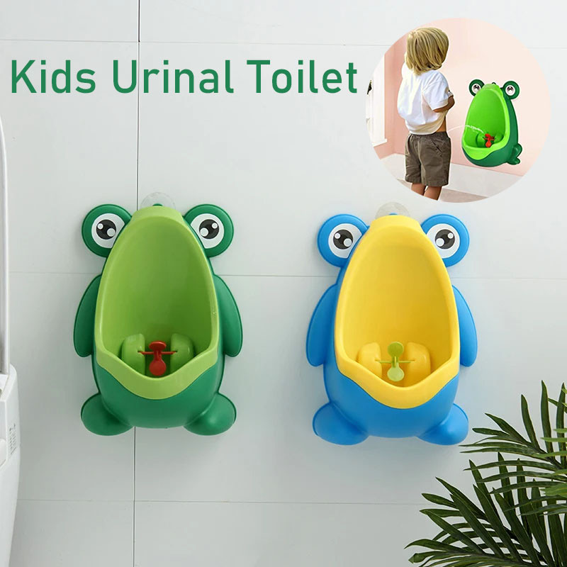 Kids Urinal Toilet Removable Wall-Mounted Standing Cartoon Frog Shape ...