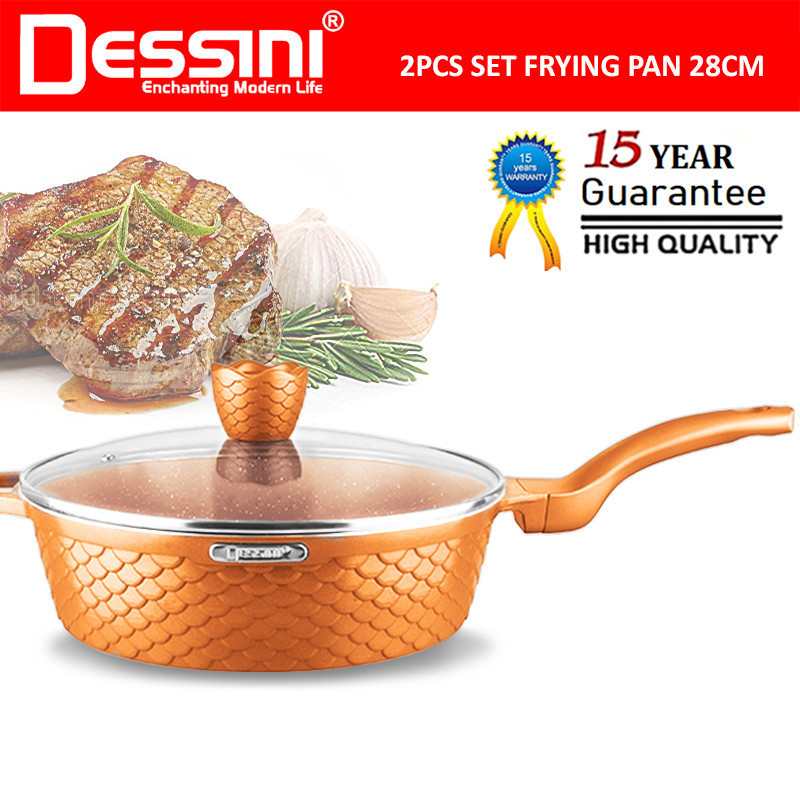 DESSINI 28cm Frying Pan Kuali Design Sisik Ikan Granite Die Cast ...
