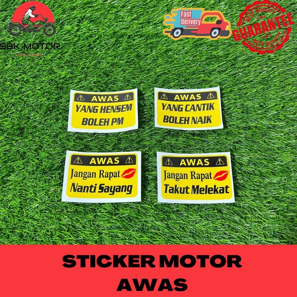 🔥【SBK MOTOR】Sticker Motor Rider AWAS Series | Hensem/Cantik/Sayang ...