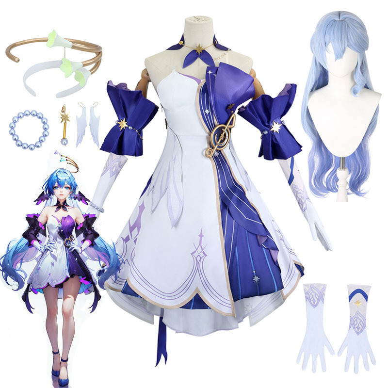Robin Cosplay Costume Dress Wig Honkai Star Rail Uniform Wings Headwear ...