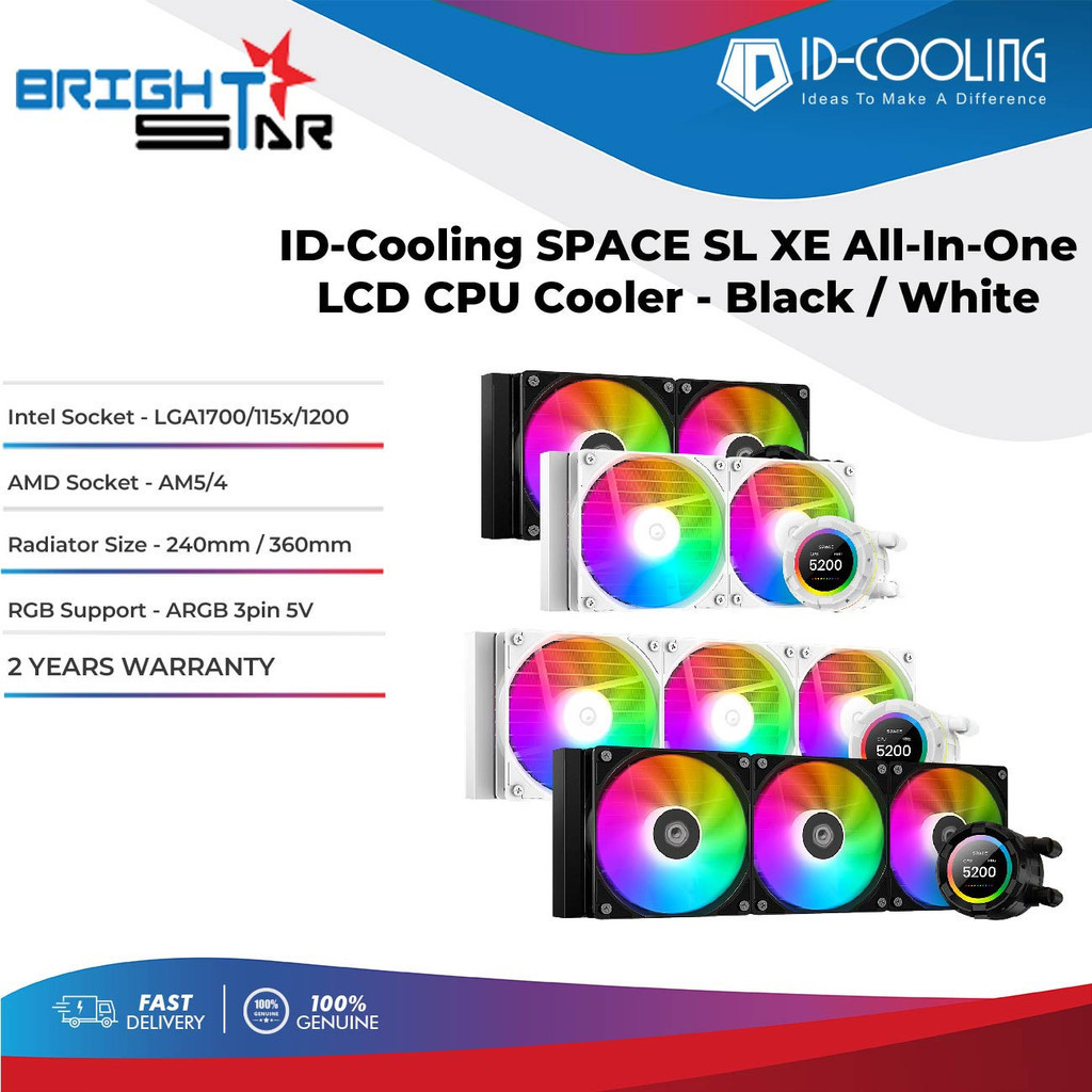 ID-COOLING SPACE XE LCD Series SL240 XE / SL360 XE All-In-One CPU ...