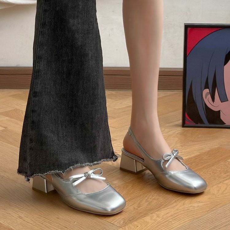 Low Heel Women's Sandals Korean Version Fashion Square Toe Lacquer PU ...