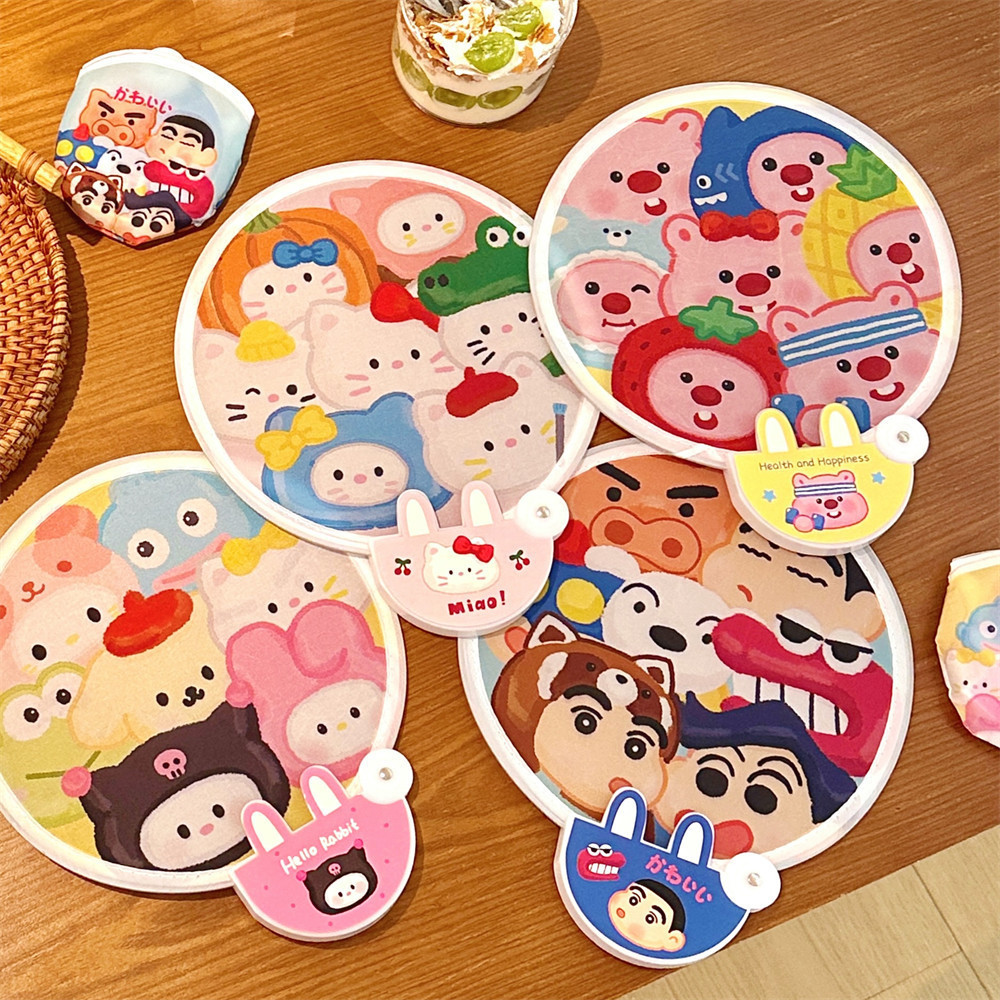 Sanrio Crayon Shin-chan Capybara Summer Portable Folding Fan Cartoon ...