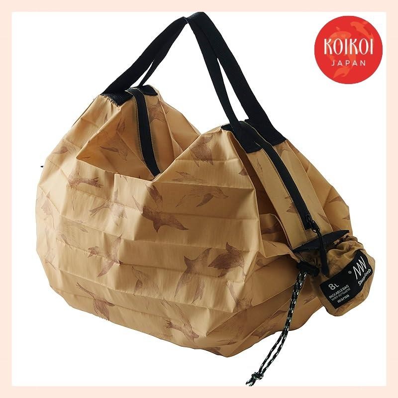 Marna Shupatto Packable Bag (8L / Flying Bird) with Zipper Eco Bag Foldable Compact Small Tote ...