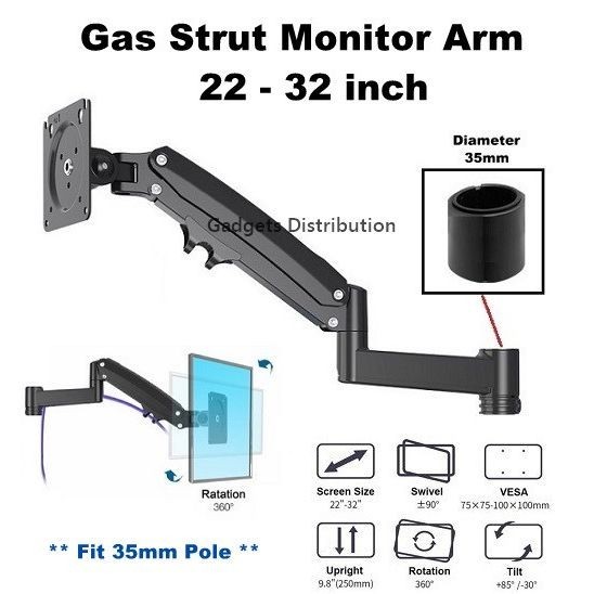 2kg-9kg 22 - 32 Inch Gas Strut TV Monitor Arm ONLY Bracket Mount fit ...