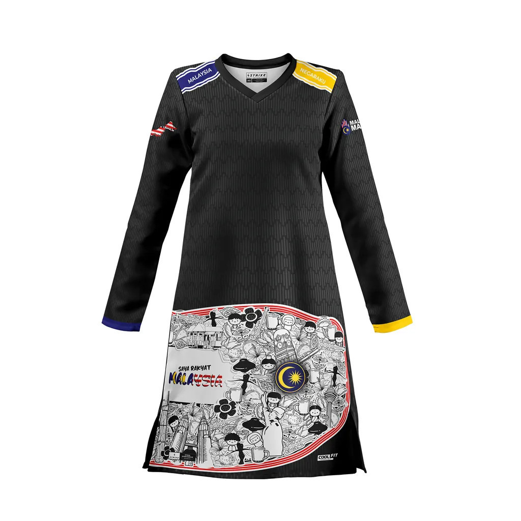 Baju Raya 2024 DOODLE BLACK MERDEKA – Strixe Muslim Sportswear Daily ...