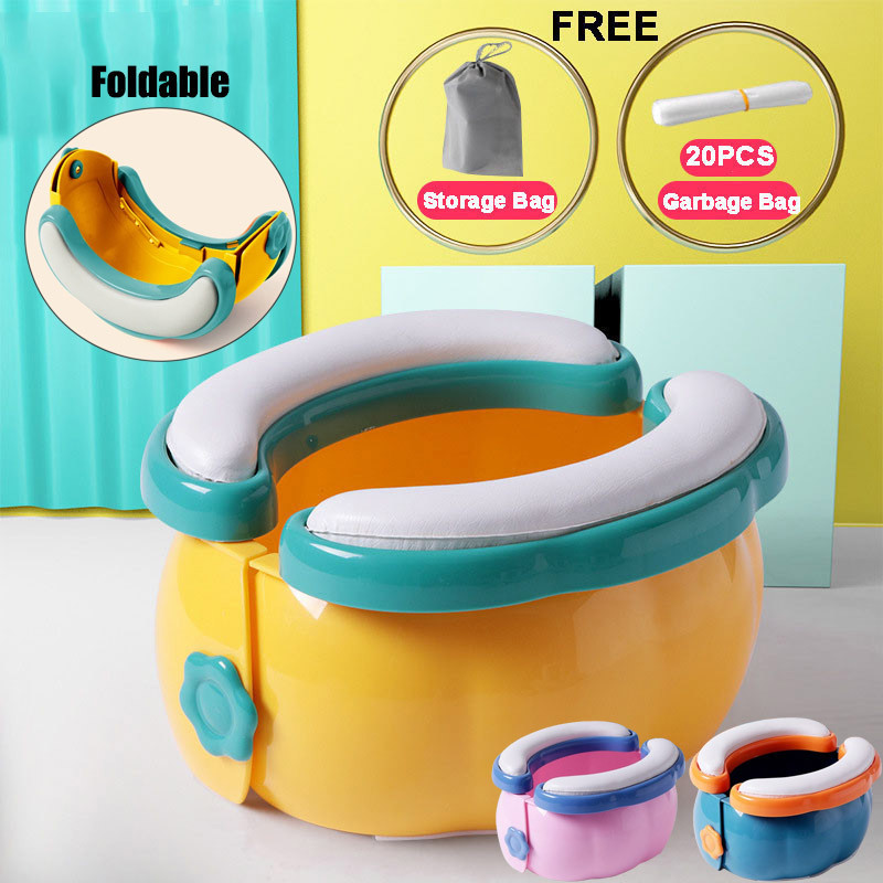 Kid Foldable Toilet Portable Potty Training Bowl with PVC Cushion PP ...