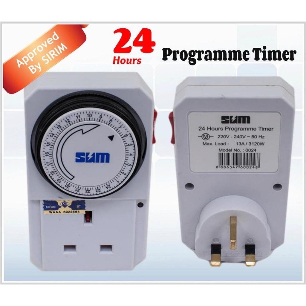 SUM 0024 24 Hrs Programmable Plug In Timer with SIRIM (13A) | Shopee Malaysia