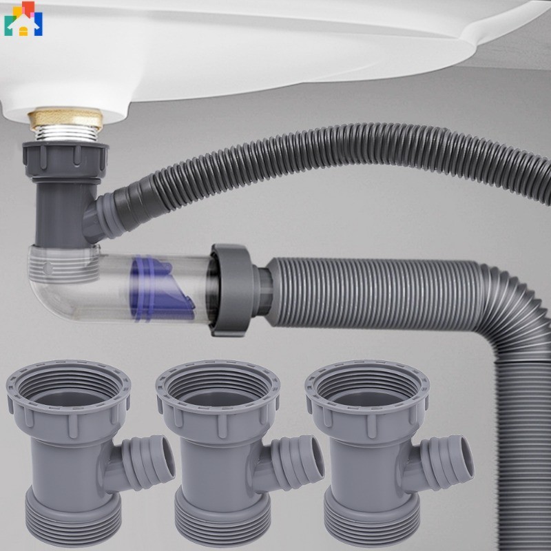 1Pc High Quality PP Kitchen Sink Drain Pipe Single Hole Overflow Tee ...