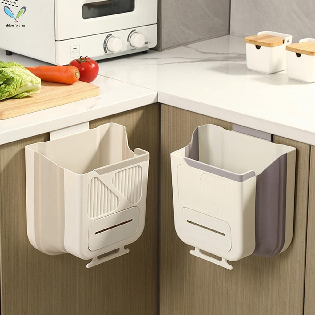 Household Folding Non-Punch Bin Kitchen Space Saving Garbage Bin ...