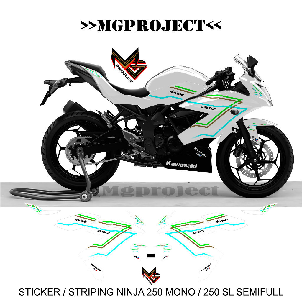 PUTIH Ninja mono 6, striping kawasaki ninja mono 250 sl graphic simple ...