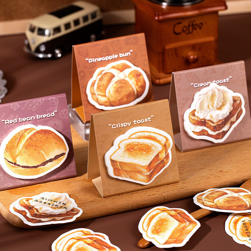 30 Pcs/pack Cute Sticky Notes Cartoon Sticky Notes Toast Bread Shape ...