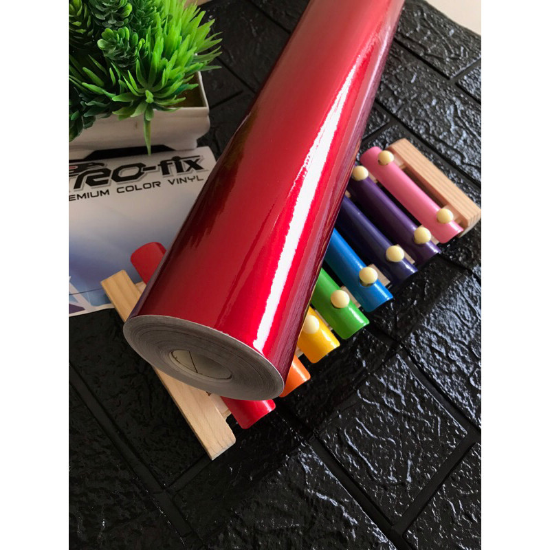 MERAH Maroon metallic candy glossy profix vinyl premium scotlet (L 50cm ...