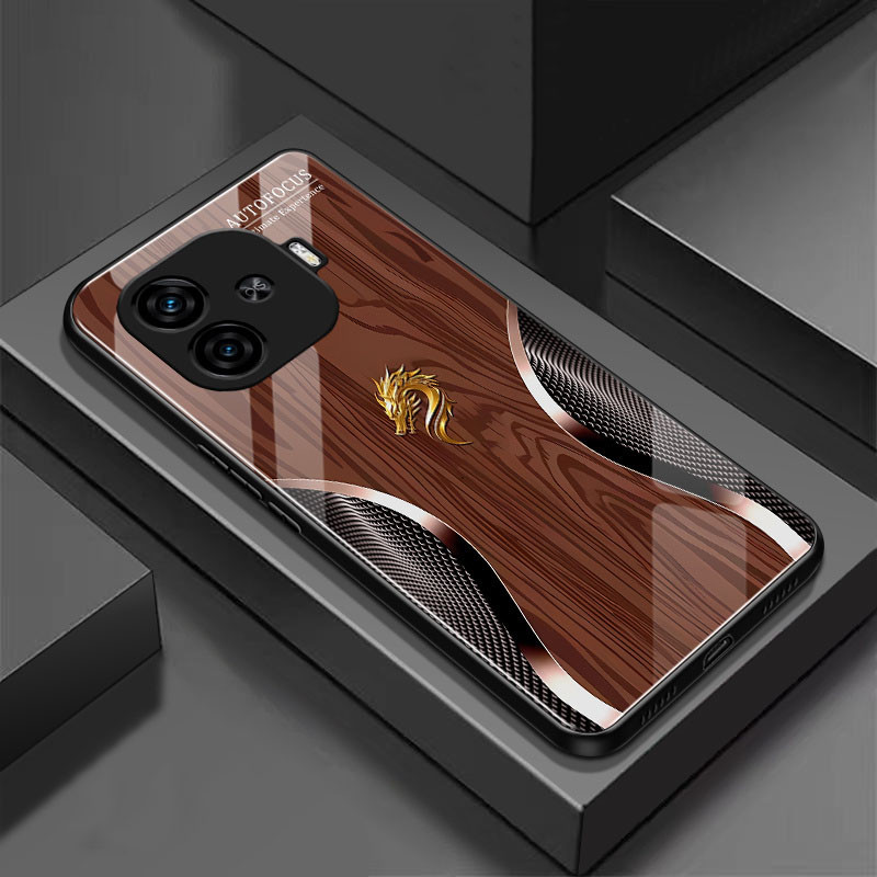 iQOO Z9 Casing iQOO Z9 5G Casing Shockproof Casing Wood Grain Dragon ...
