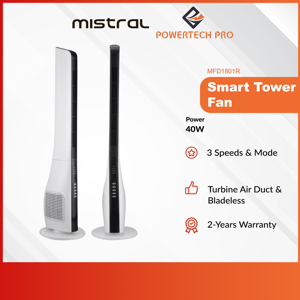 Mistral Tower Fan with 3 Speed & Mode Oscillation 7.5-Hours Timer ...