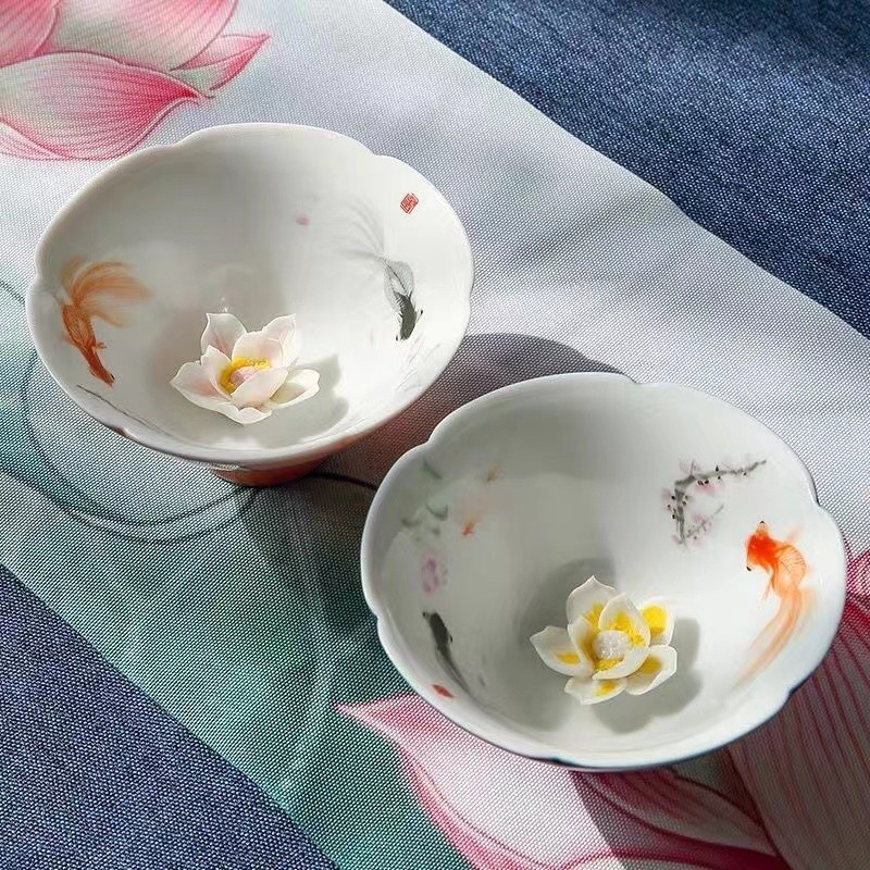 Creative Teacup Ceramic Hat Cup Hand-Kneaded Flower Single Cup Couple ...