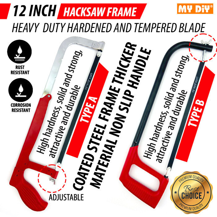 12 " Heavy Duty Adjustable Hacksaw Frame Metal Handsaw Gergaji Besi ...