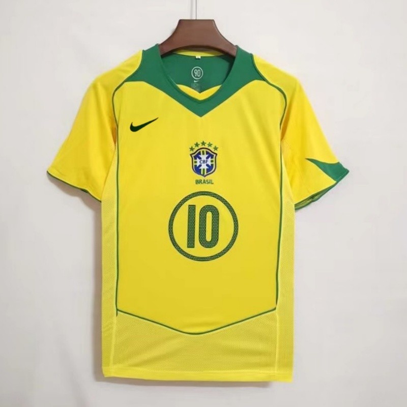Retro Edition 2004 Brazil Home Football Jersey Kit S-2XL,Can Add Your ...