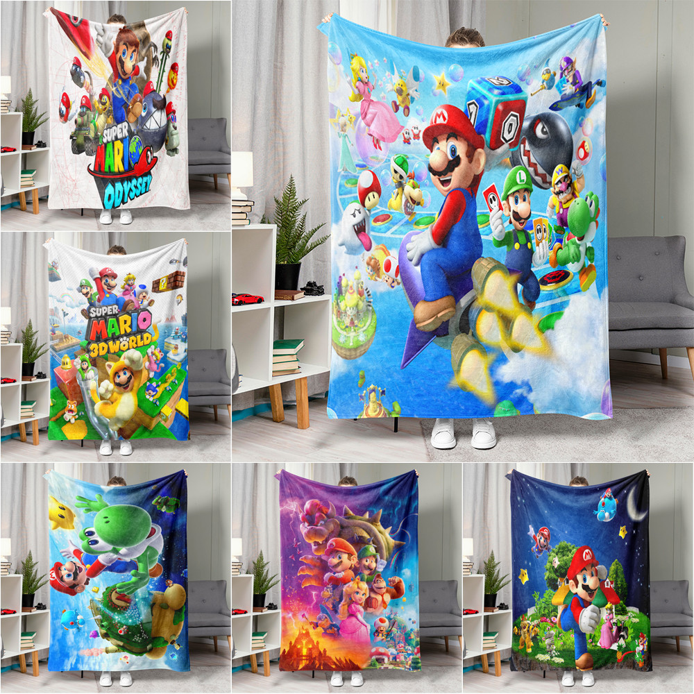 Super Mario Flannel Blanket One Side Printing Flannel Blanket Air ...