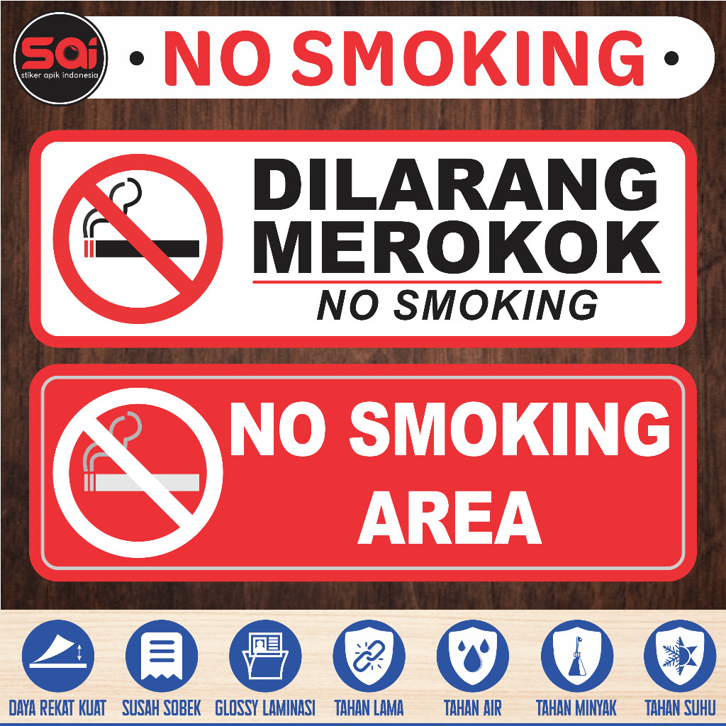 Waterproof vinyl sticker NO SMOKING / NO SMOKING glossy lamination ...