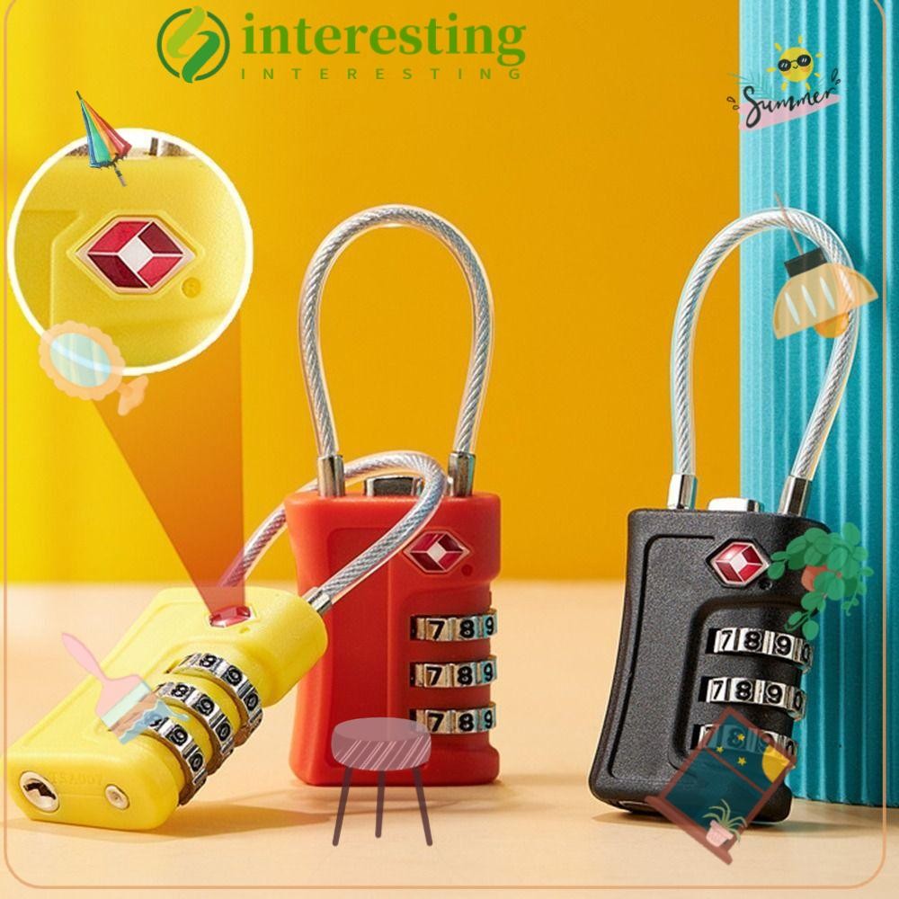 INTERESTING Customs Password Lock, TSA Wire Rope 3 Digit Combination ...
