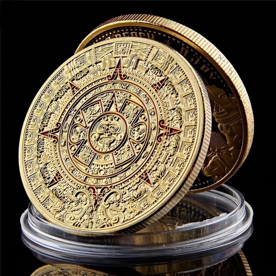 Maya Lacquer Gold Medal Gift Collectible Commemorative Coin Lucky Coin ...