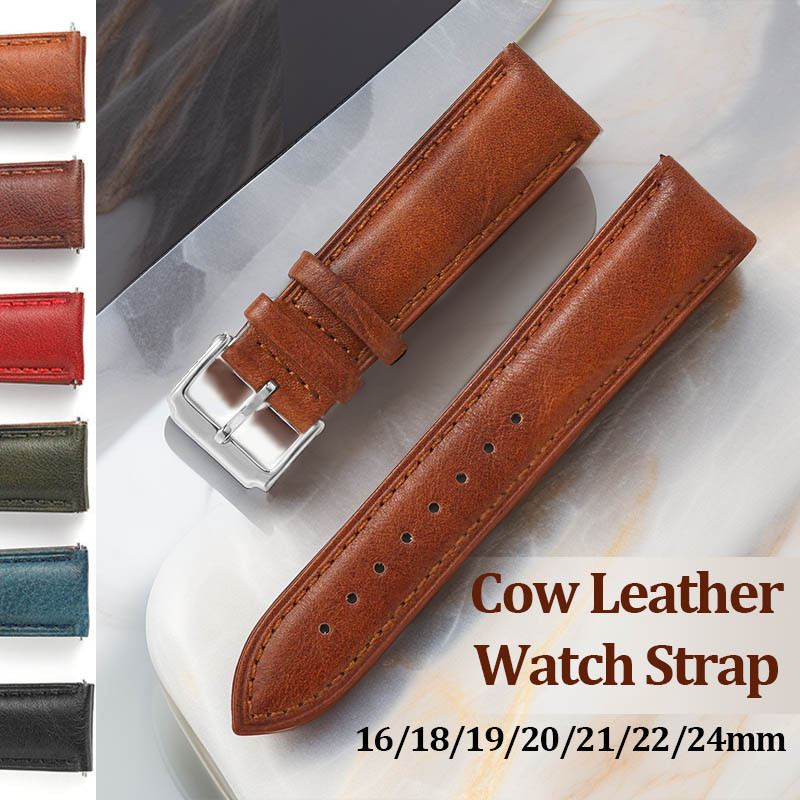16-24mm Vintage Vegetable Tanned Genuine cow Leather Watch Strap 16mm ...