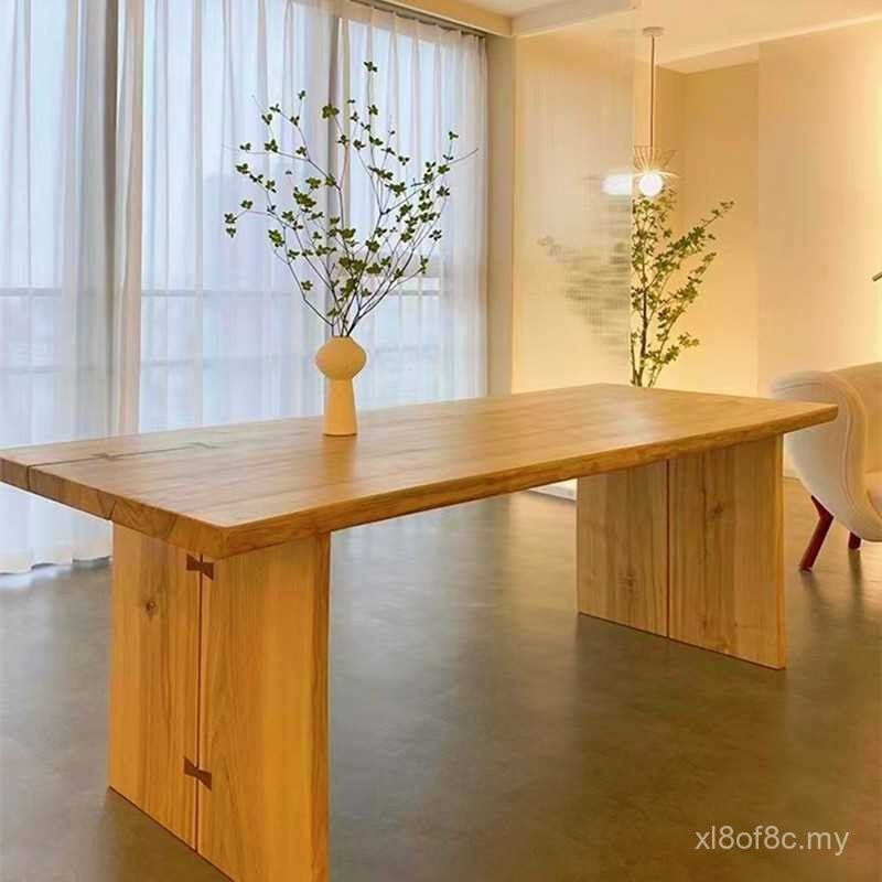 Ash Wood Double Panel Meja Makan Besar Gaya Jepun Meja Kerja Tepi Kayu ...
