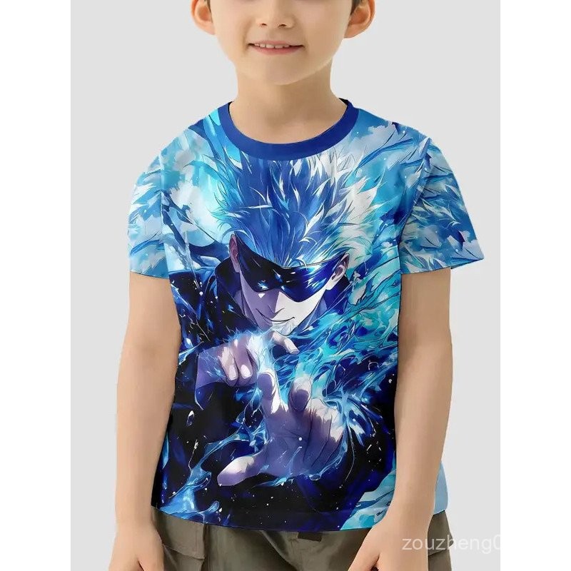 3D Printed T-Shirt for Kids with Jujutsu Kaisen Satoru Gojo Short ...