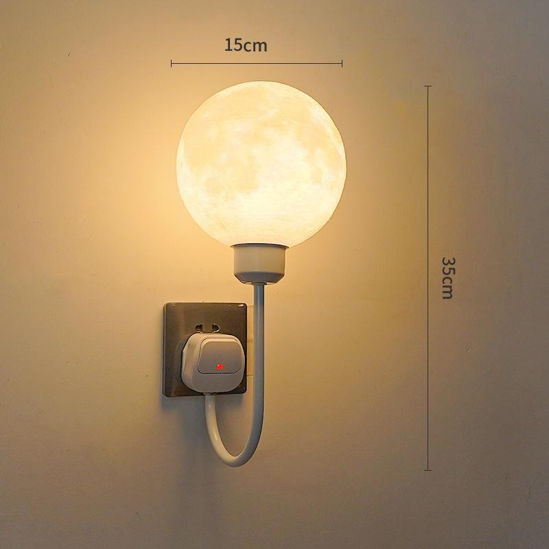 Moon Plug-In Bedside Lamp Wall Lamp Household Bedroom Soft Light Simple ...
