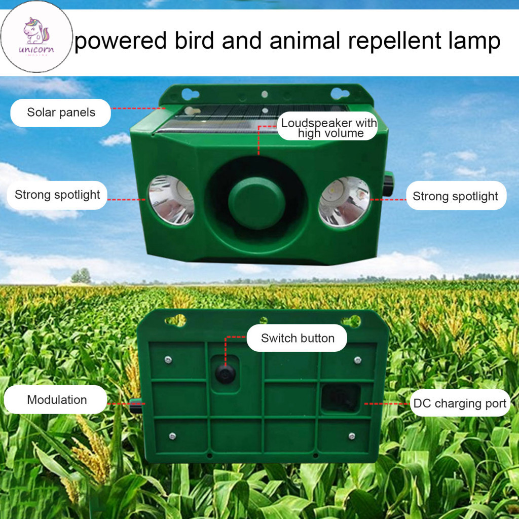 UN Bestus| Solar Powered Beast Deterrent Lights Repellent Solar Warning ...