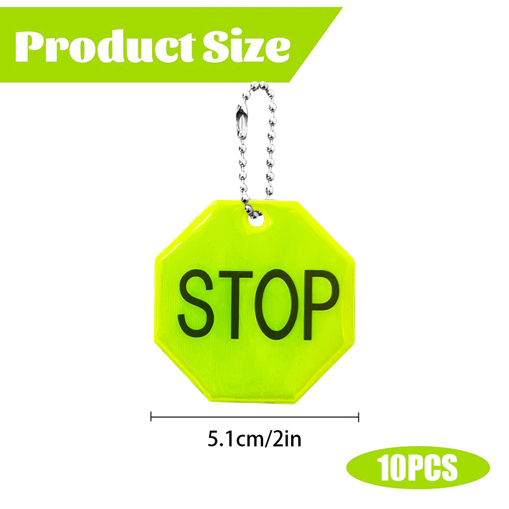 10PCS Creative STOP Letter Keychain Reflective Warning Pendant for ...