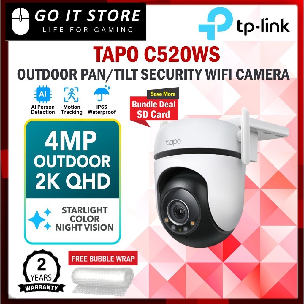 TP-LINK TAPO C500 / C510W / C520WS Outdoor Pan/Tilt Home Security Wi-Fi Camera Night Vision ...