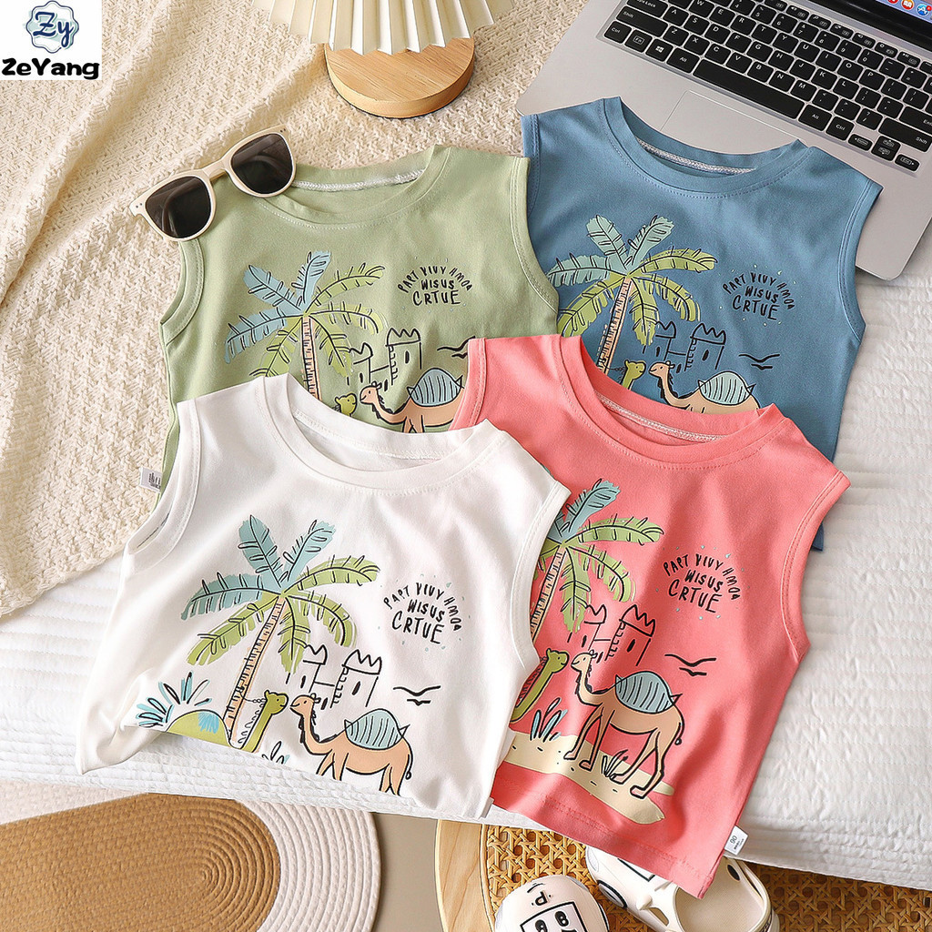 [ZY] 70-150cm Ready Stock Children's Pure Cotton Vest Hot Stamping Vest ...