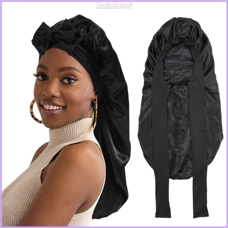 Rainl Long Silky Sleep Bonnet for Curly Hair Long Braids Dreadlocks ...