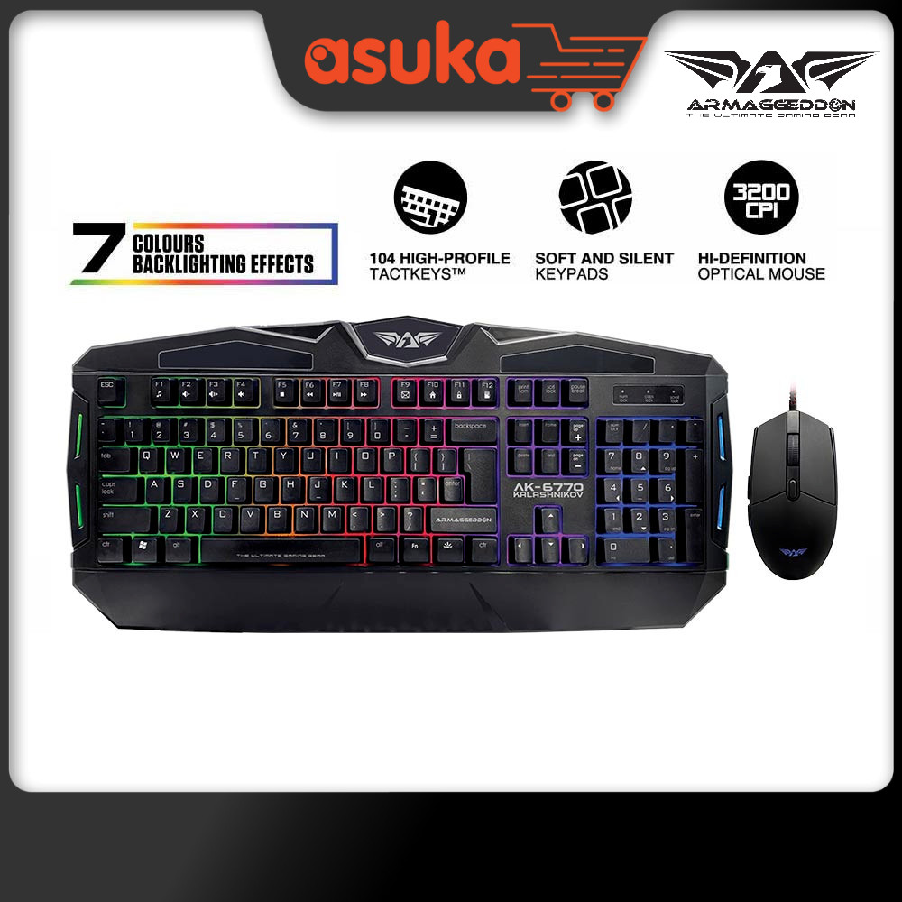 Armaggeddon Membrane Gaming Keyboard Mouse Combo with 7 Colour ...
