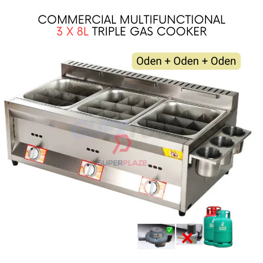 Oden 3 x 8L Triple Gas Commercial Multifunctional Ventilation Deep Oden ...