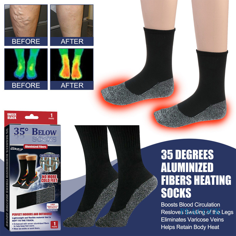 PEA 1pair 35 Degree Winter Thermal Heated Socks Aluminized Fibers ...