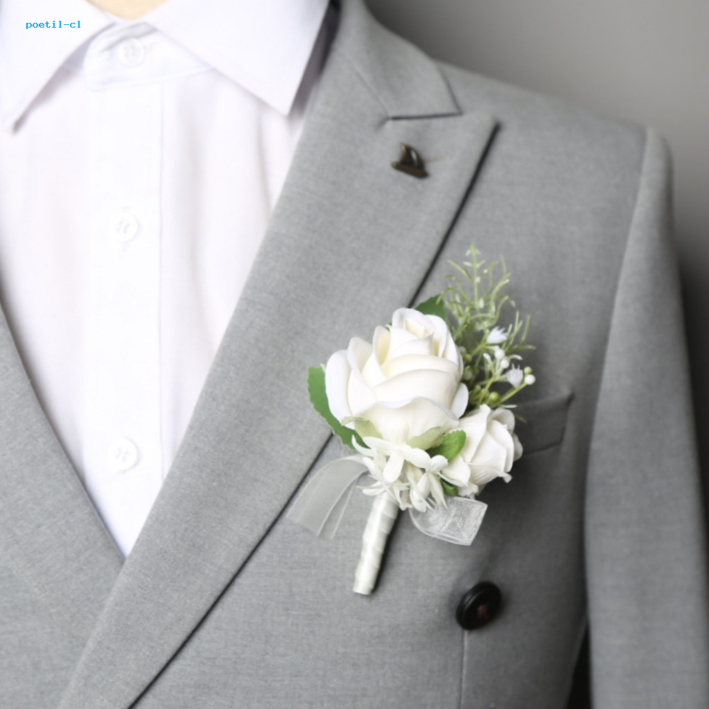 poetil Flower Shaped Brooch Pocket Decorative Corsage Elegant Flower ...