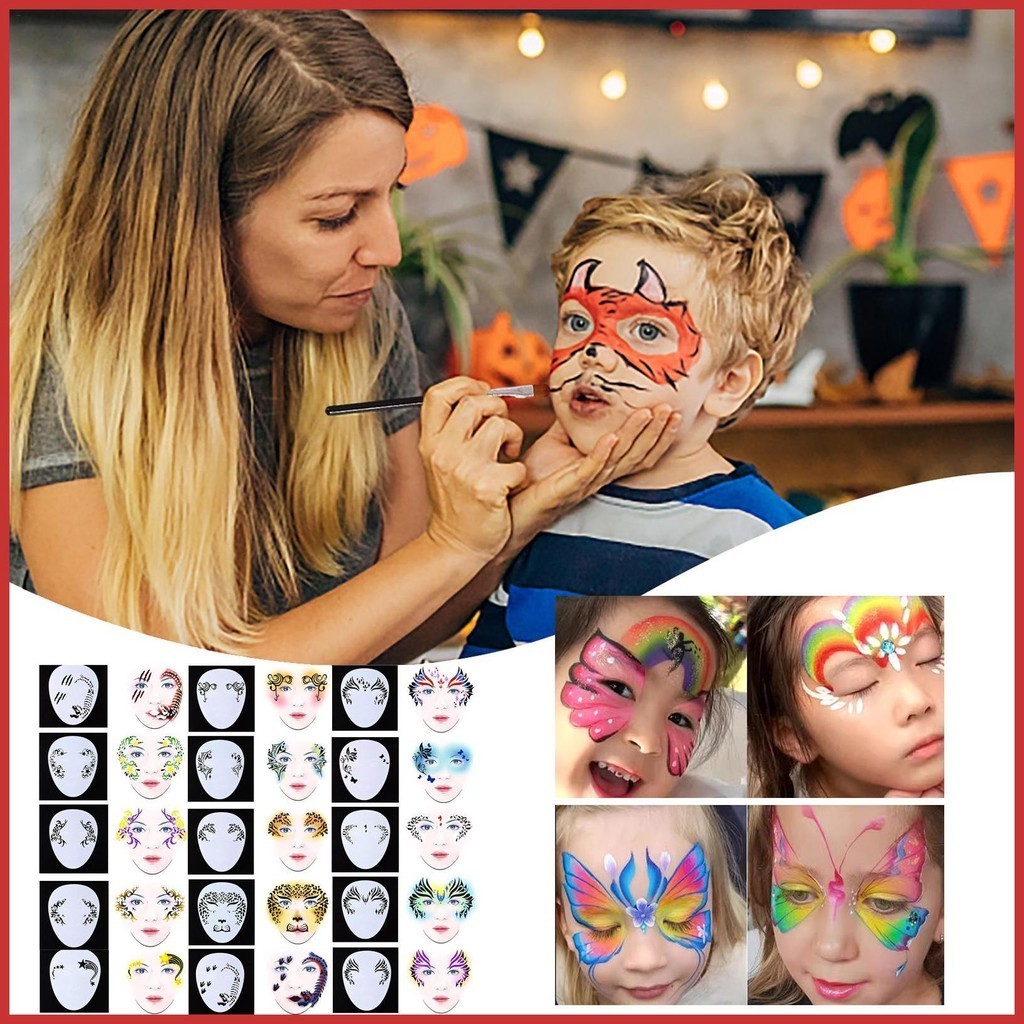 Facial Painting Stencils Reusable Face and Body Art Stencil 3D Template ...