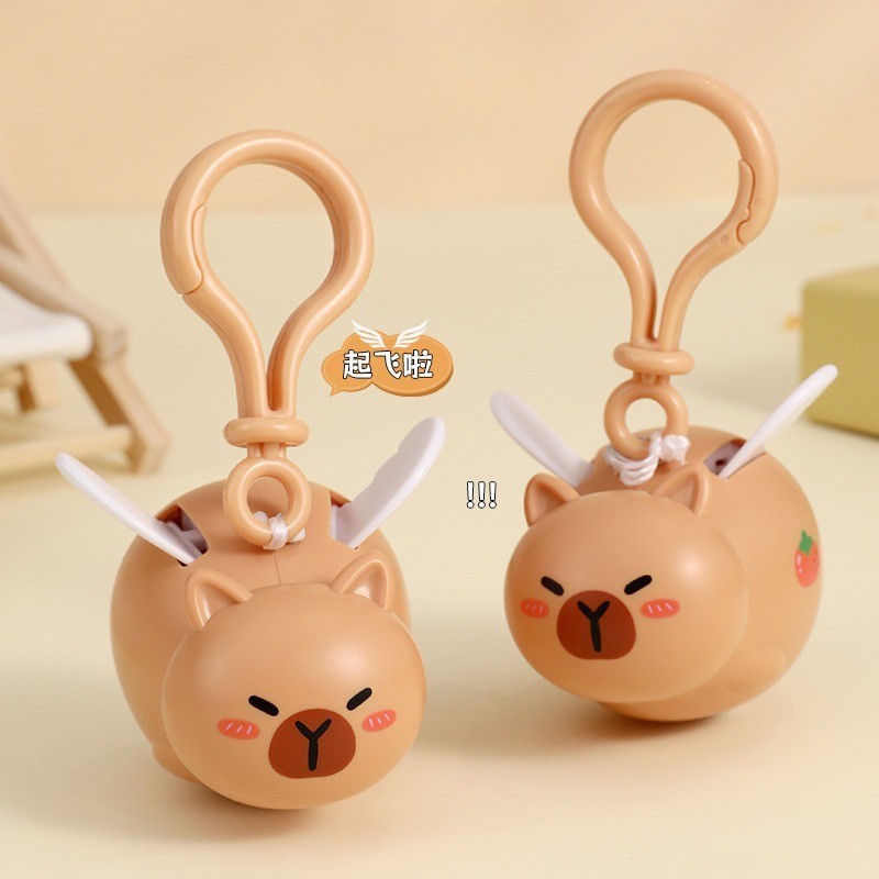 Creative Cartoon Flying Capybara Keychain Kawaii Brown Capybara Pendant ...