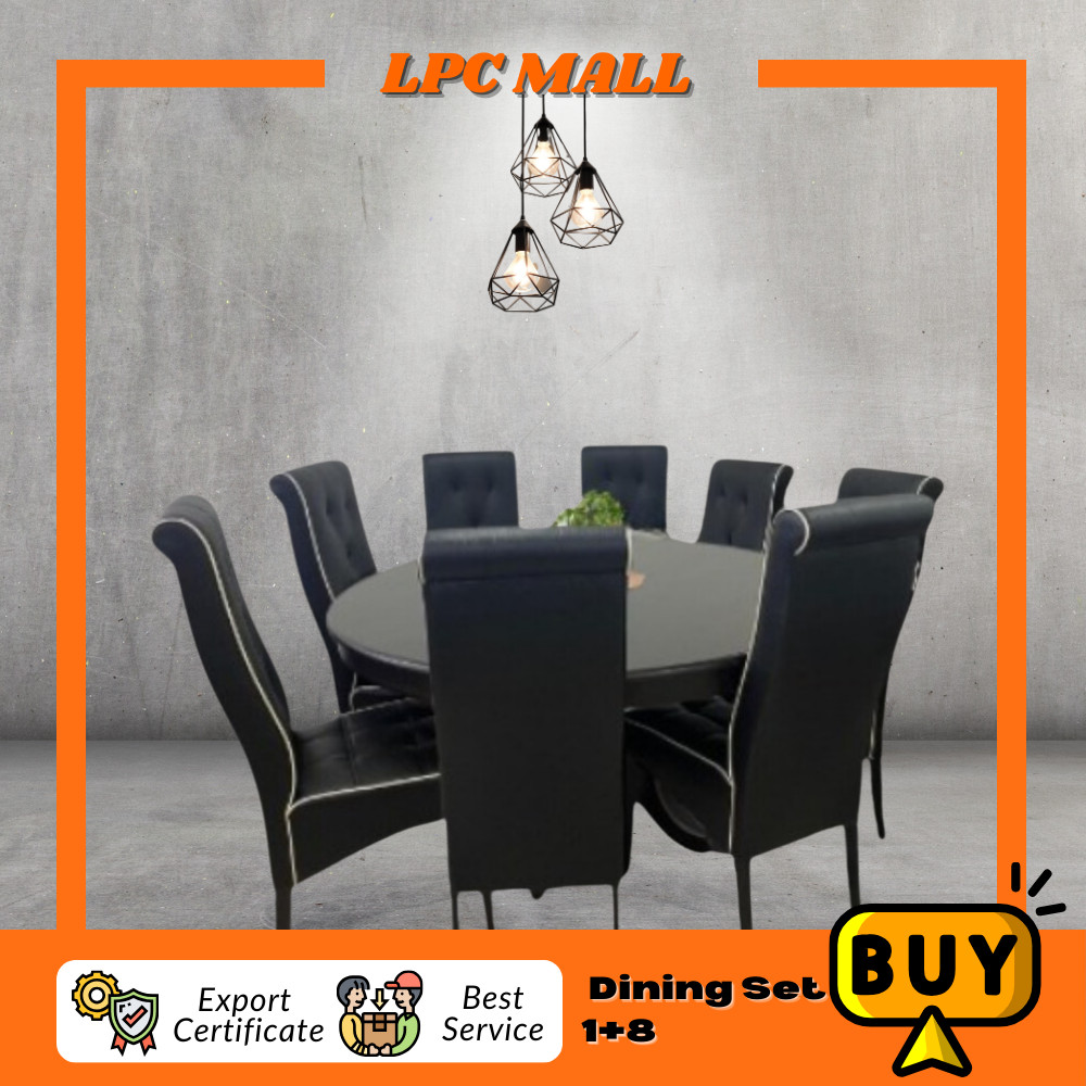 LPC MALL RT1350 4.5ft Round Dining Table + parson chair 6/8 seater OAK ...