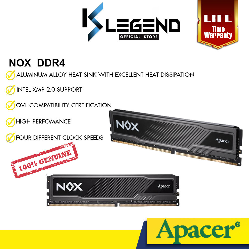 Apacer NOX [8GB/16GB] 3200MHz DDR4 Single Memory - Single Pack ( Matt ...