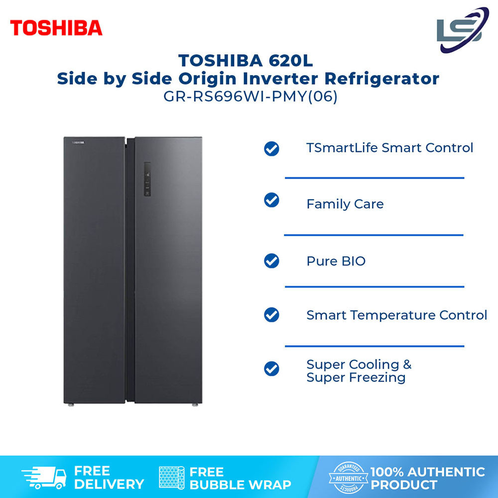 TOSHIBA 620L Side by Side Origin Inverter Refrigerator GR-RS696WI-PMY ...