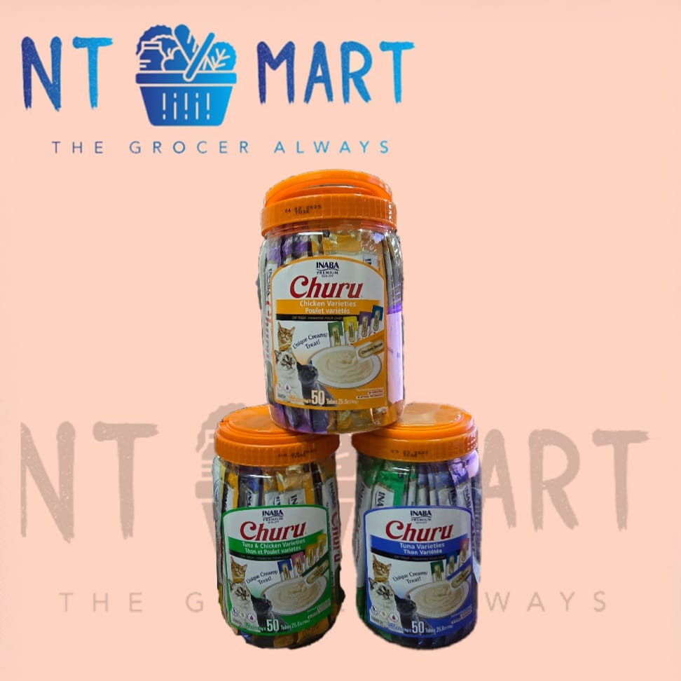 Inaba Churu Cat Treats Sticks 14G x 50 Sticks [Assorted Flavors ...