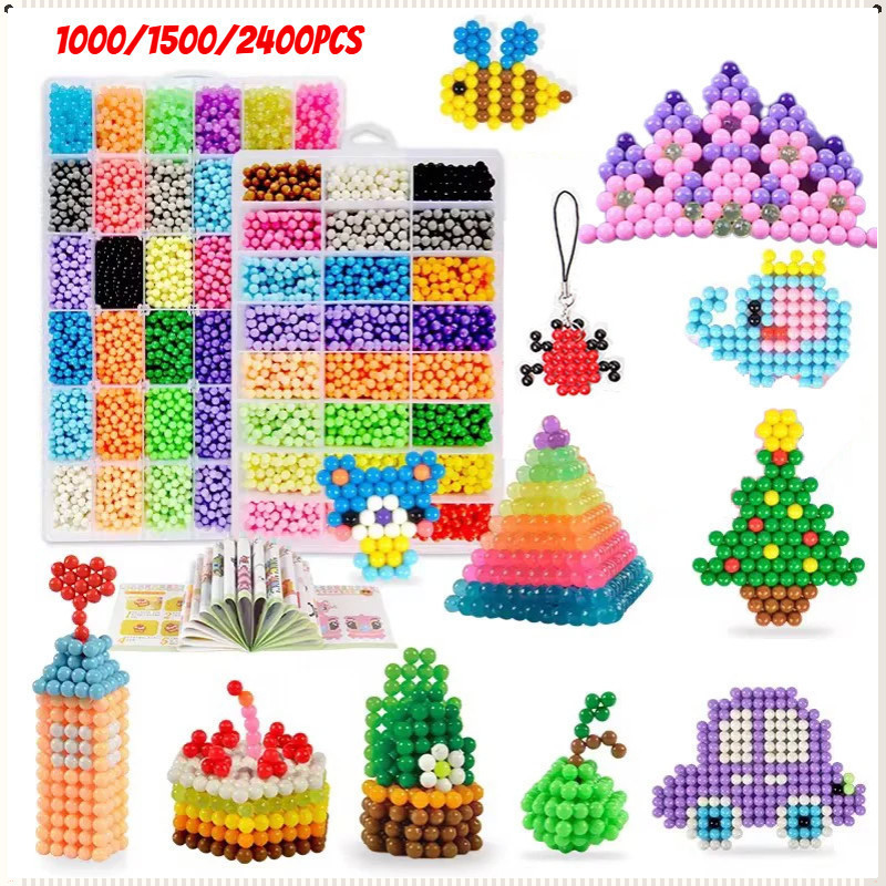 2400Pcs 3D Water Mist Magic Beads with Accessories Set Handmade DIY ...