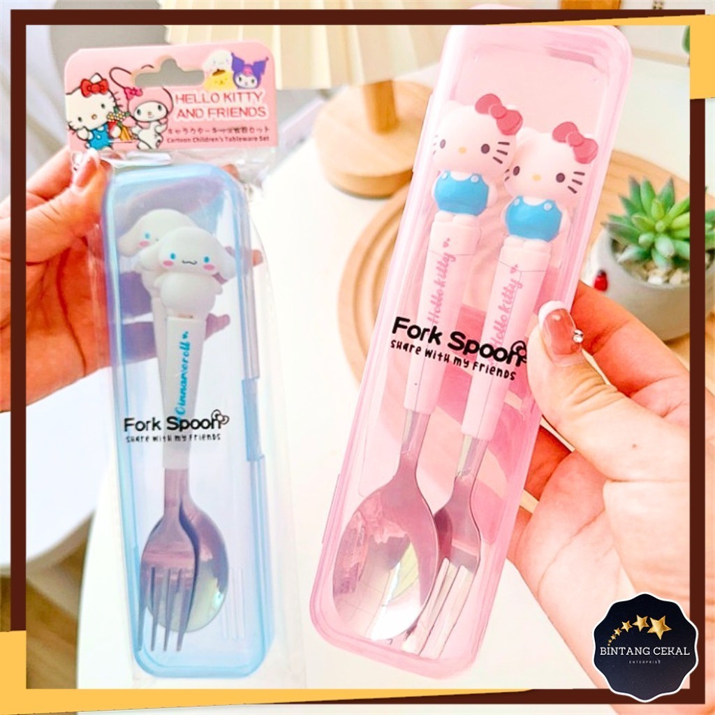 BC Sanrio Stainless Steel Set Spoon Fork Cutlery Box Sets Cute Cultery ...