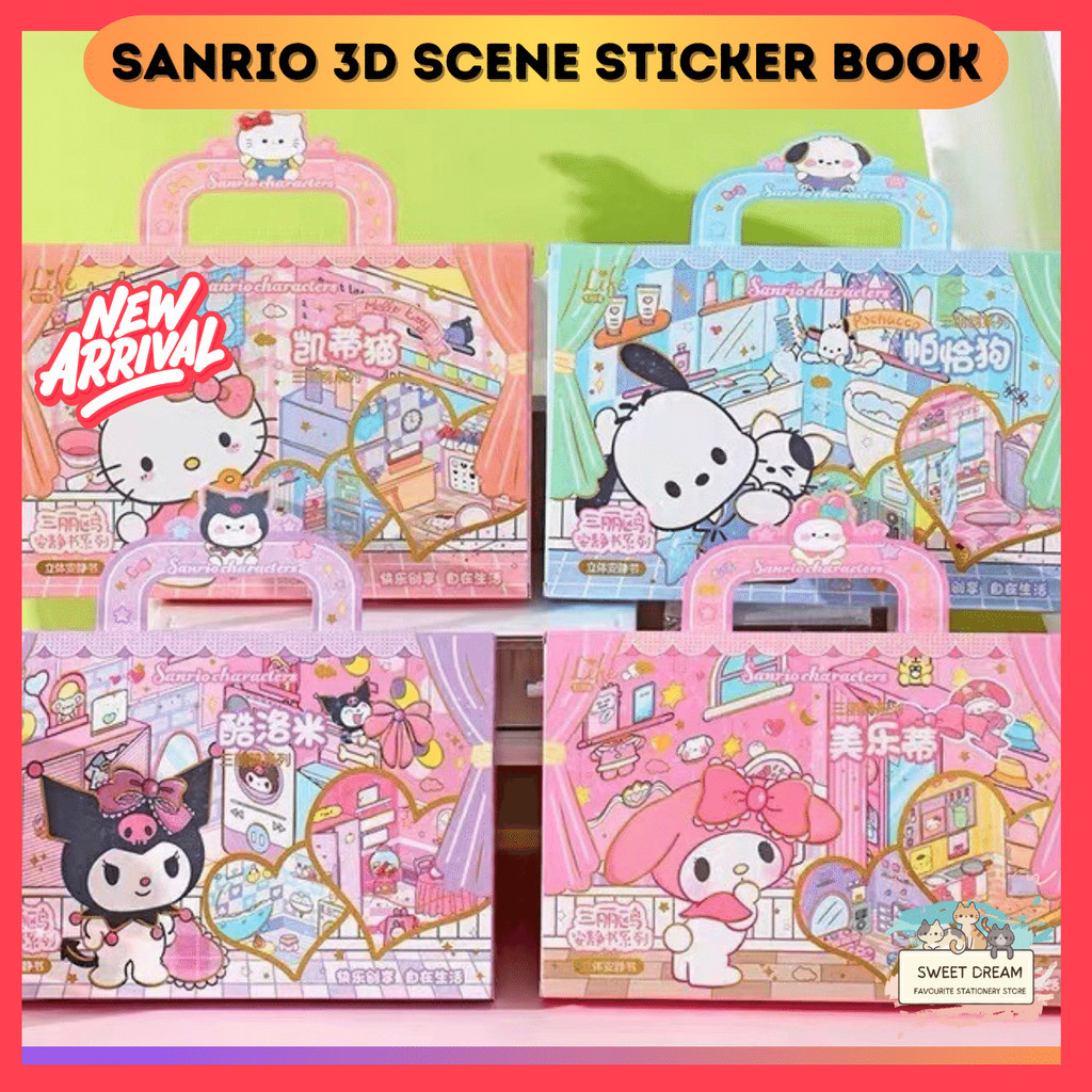 Sanrio 3D Scene Activity DIY Pinch Cute Material Sticker Quiet ...