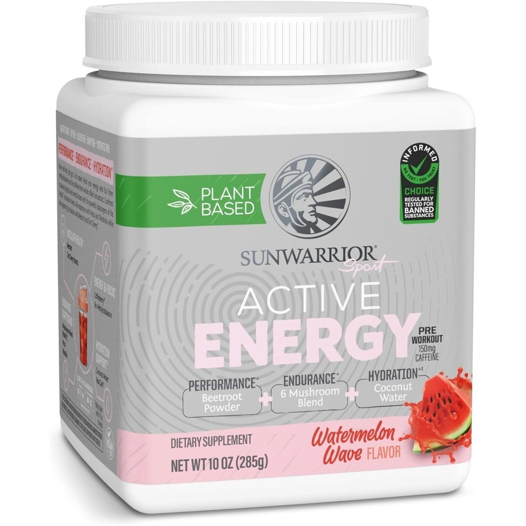 Sunwarrior, Sport, Active Energy Preworkout, Watermelon Wave, 10 oz ...